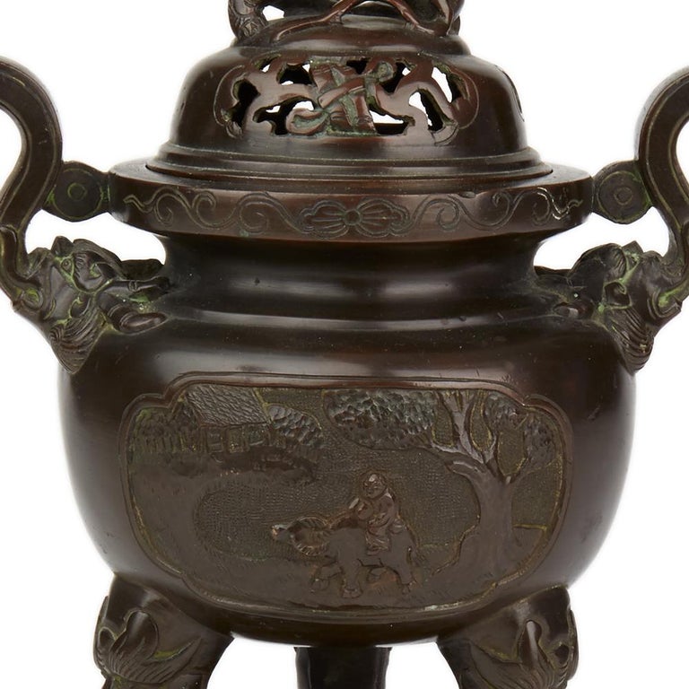 Antique Chinese Qing Bronze Censer and Stand, 19th Century at 1stDibs ...