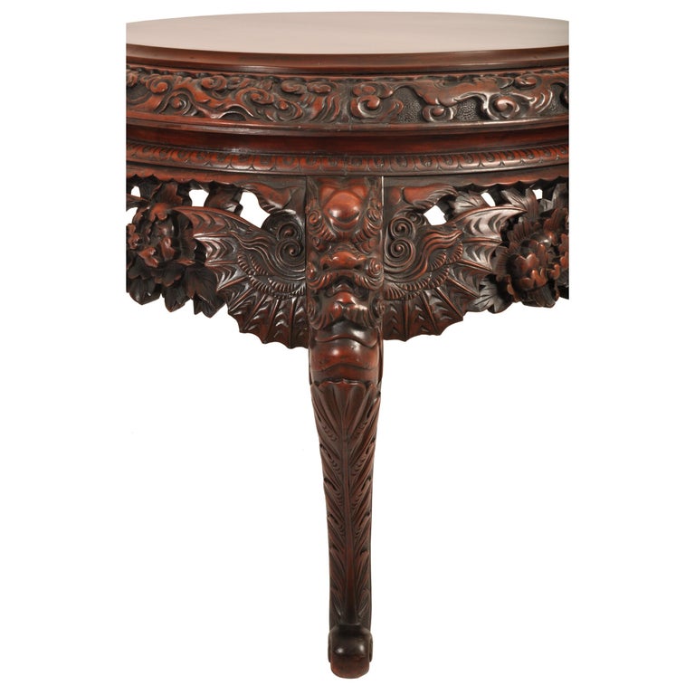 Antique Chinese Qing Dynasty Carved Elm Center Table Bats and Brids ...