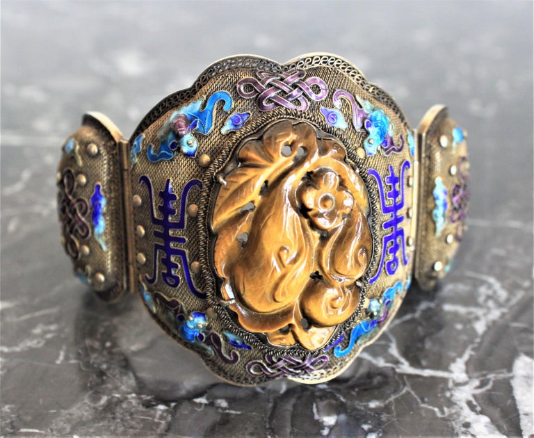 Antique Chinese Qing Dynasty Silver and Enamel Cuff Bracelet at 1stDibs ...