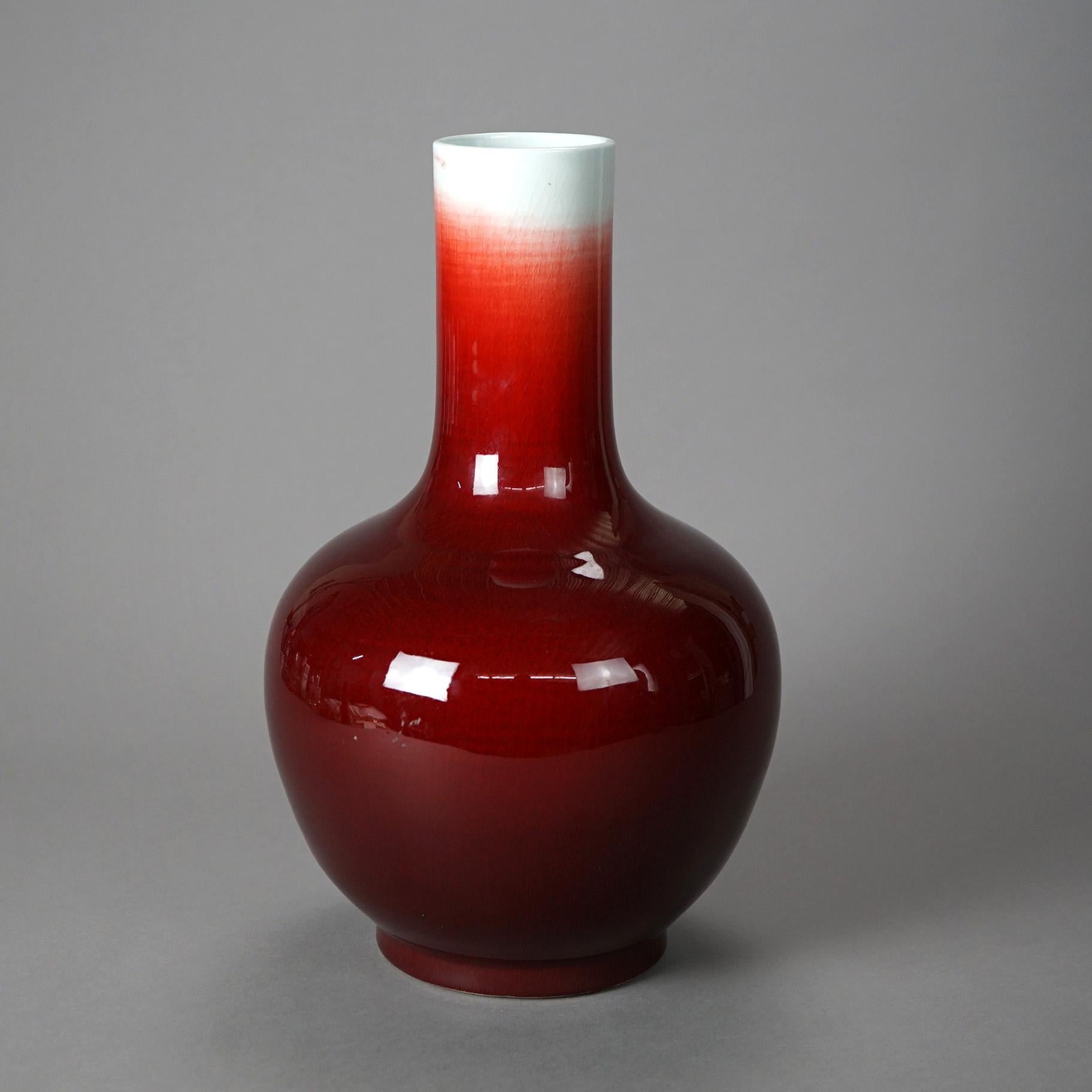 Antique Chinese Red Flambé Pottery Vase circa 1920 For Sale at 1stDibs