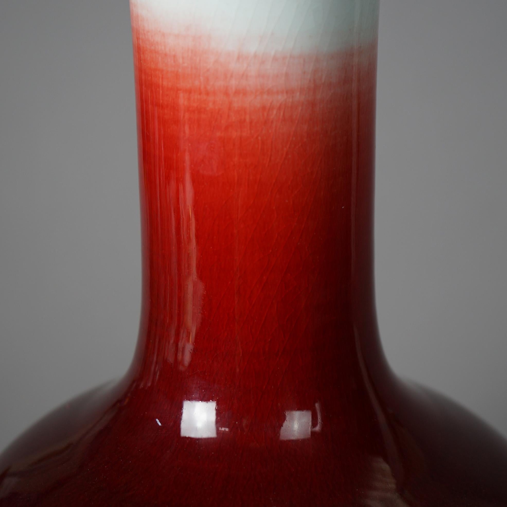 Antique Chinese Red Flambé Pottery Vase circa 1920 For Sale at 1stDibs