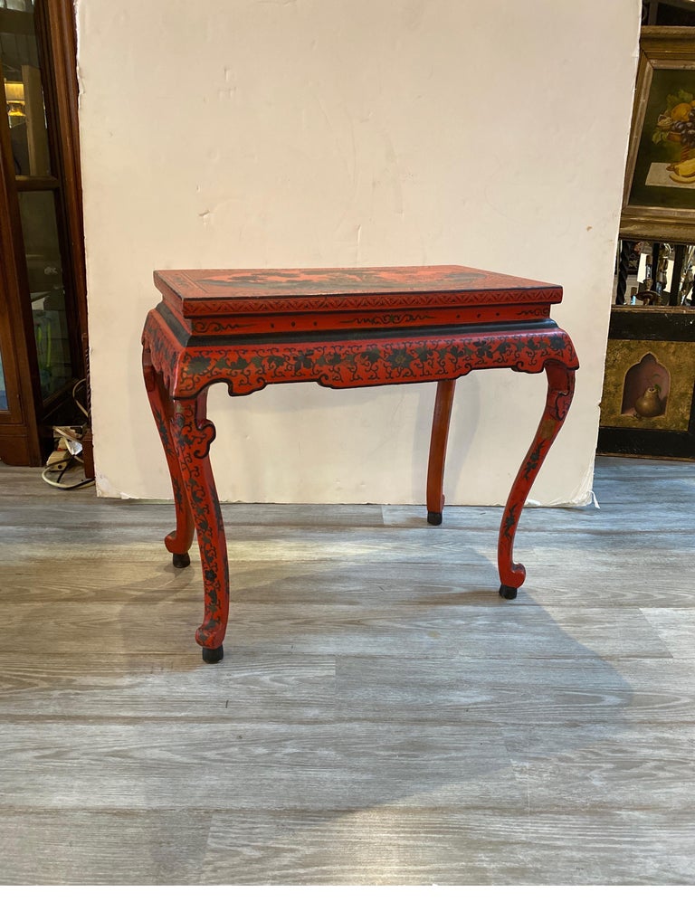 Antique Chinese Red Lacquer Low Table, 1920 For Sale at 1stDibs