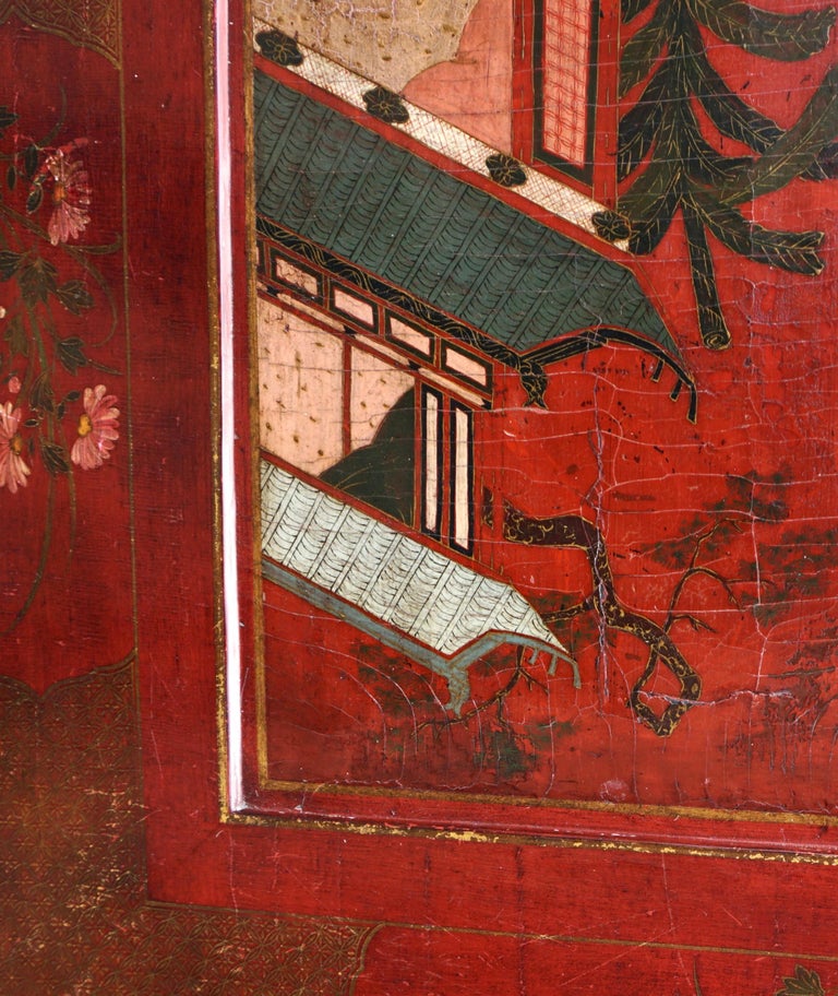 Antique Chinese Red Lacquer Panel Now a Low Table For Sale at 1stDibs