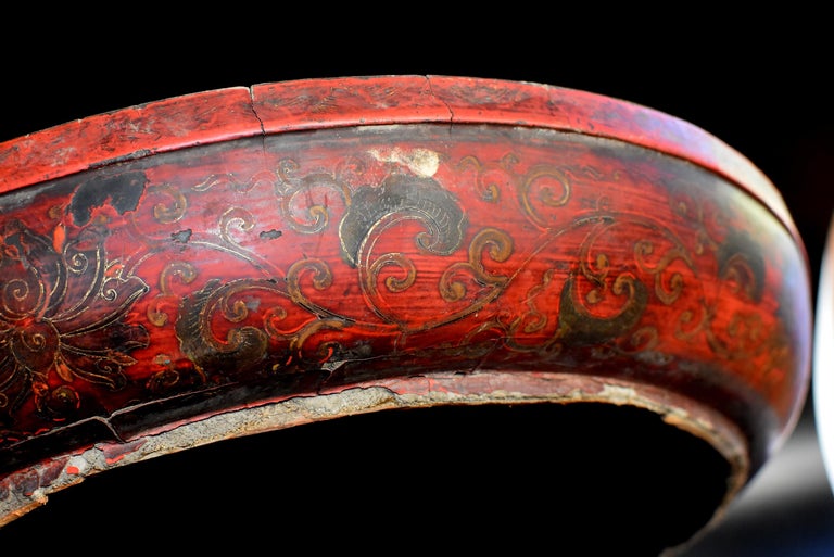Antique Chinese Red Lacquered Round Box, All Original For Sale at ...