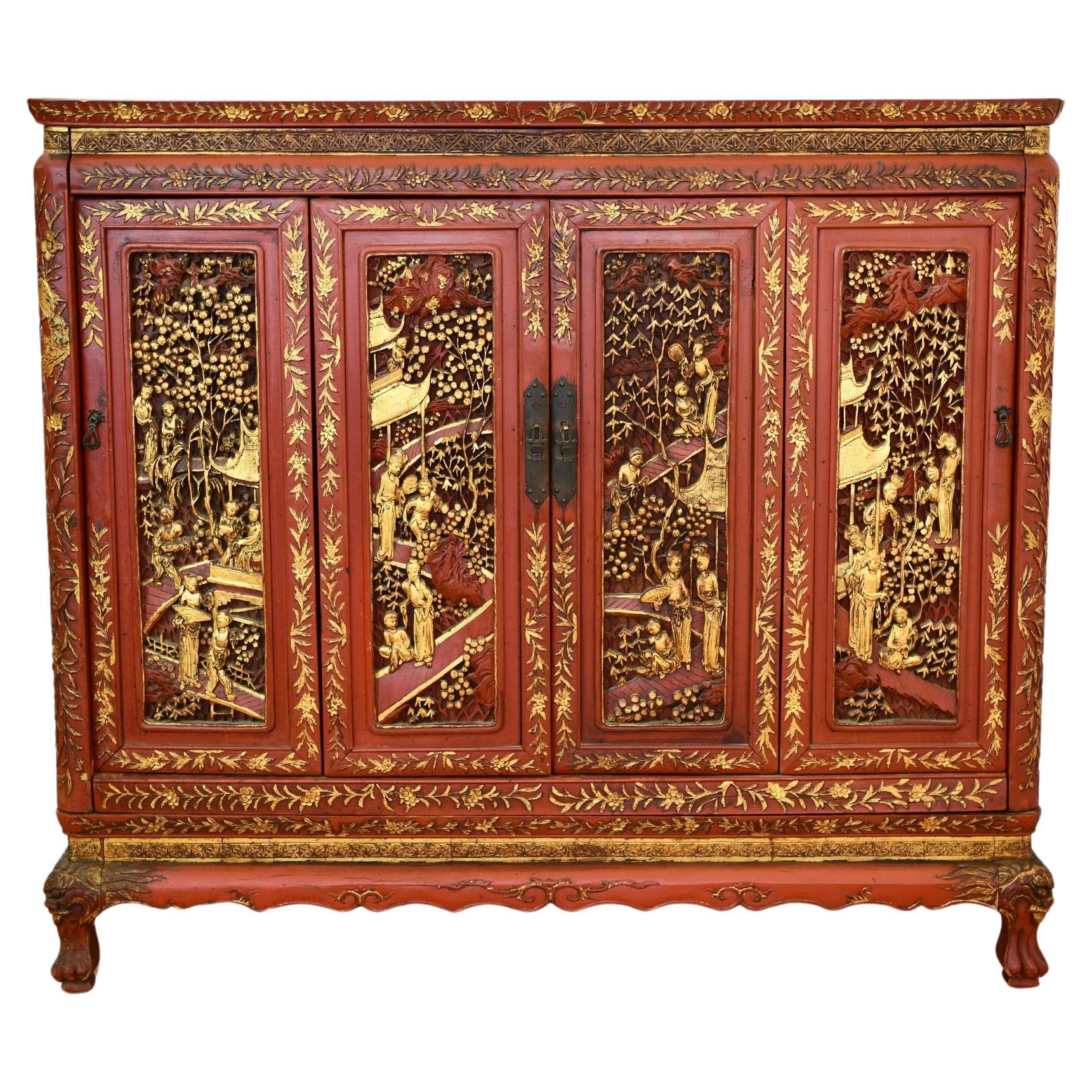 Antique Chinese Cedar Carved Chest For Sale at 1stDibs