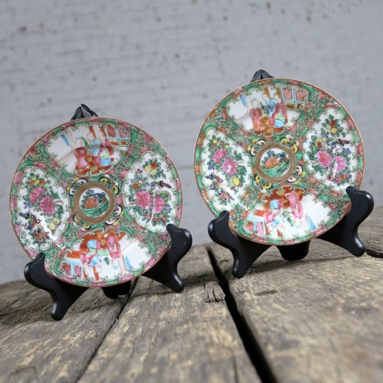 Antique Chinese Rose Medallion Porcelain Plates Set of Four at 1stDibs