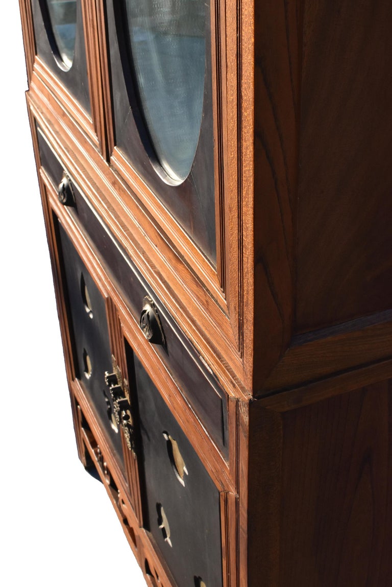 Antique Chinese Scholar's Mirrored Bookcase with Marble Insets For Sale ...