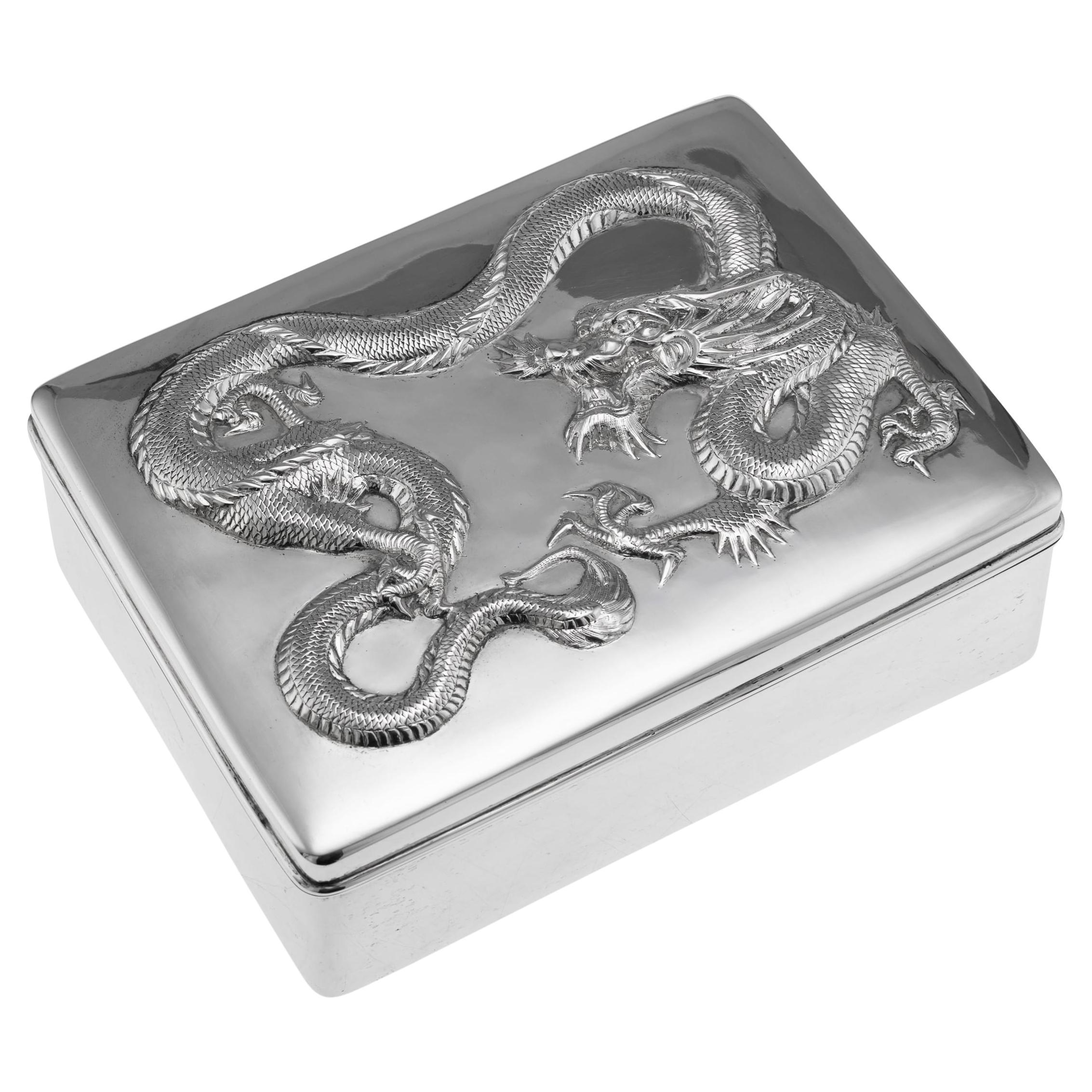 Chinese Export Silver Dragon Cigar Box , 1880 - 1920s For Sale at ...