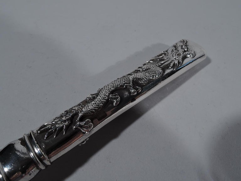 Antique Chinese Silver Dragon Serving Fork by Wang Hing For Sale at 1stDibs