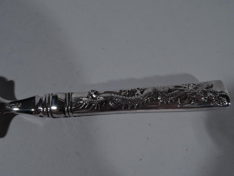 Antique Chinese Silver Dragon Serving Fork by Wang Hing For Sale at 1stDibs