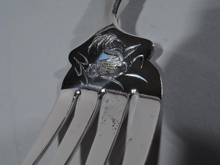 Antique Chinese Silver Dragon Serving Fork by Wang Hing For Sale at 1stDibs