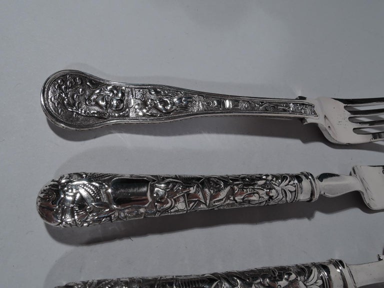 Antique Chinese Silver Place Setting with Exotic Scenes For Sale at 1stDibs