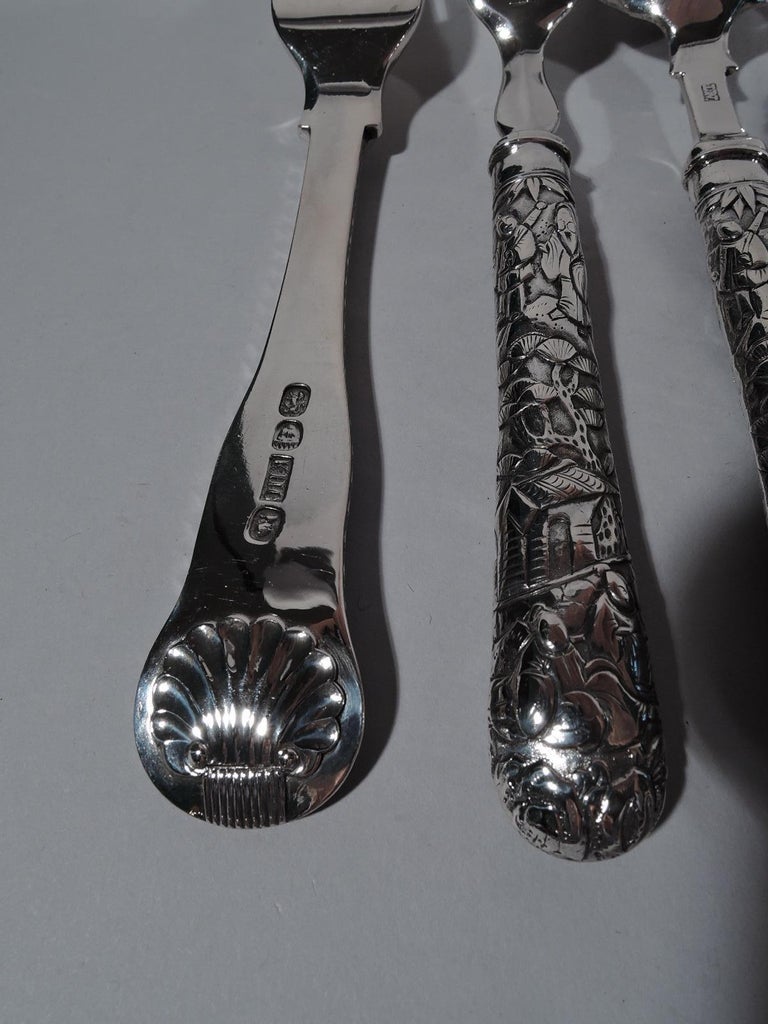 Antique Chinese Silver Place Setting with Exotic Scenes For Sale at 1stDibs