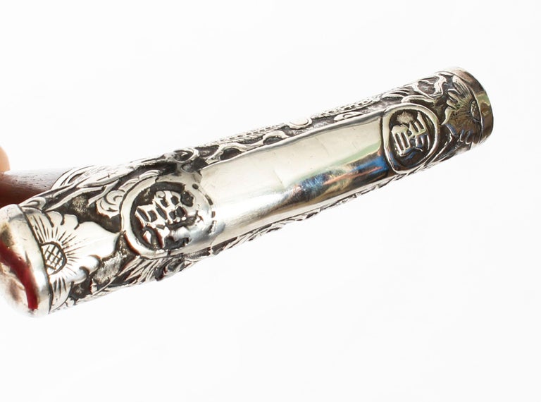 Antique Chinese Silver Walking Stick Cane with L-shaped Handle, 19th ...