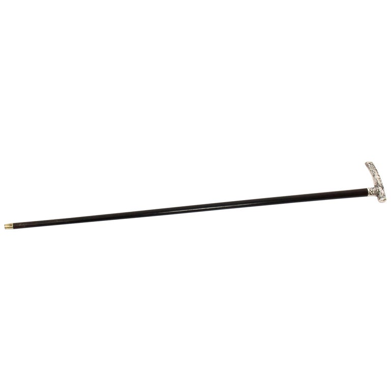 Antique Chinese Silver Walking Stick Cane with L-shaped Handle, 19th ...