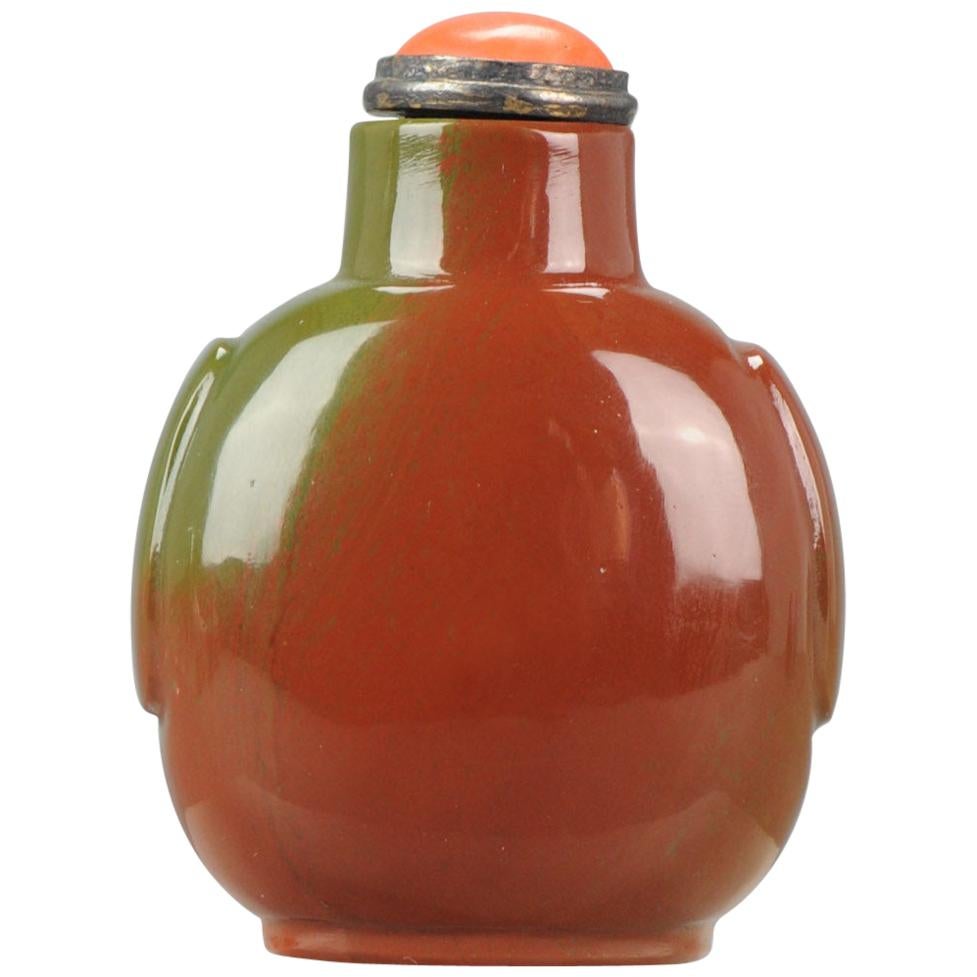 Antique Chinese Snuff Bottle Glass Imitating Amber Qing Dynasty 19th ...