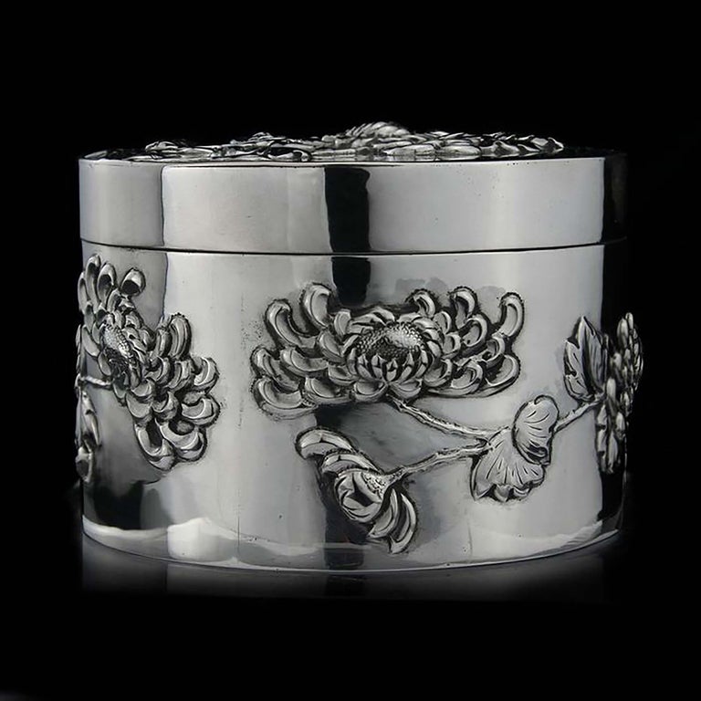 Antique Chinese Sterling Silver Box For Sale at 1stDibs