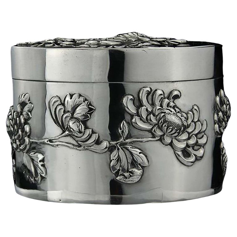 Antique Chinese Sterling Silver Box For Sale at 1stDibs