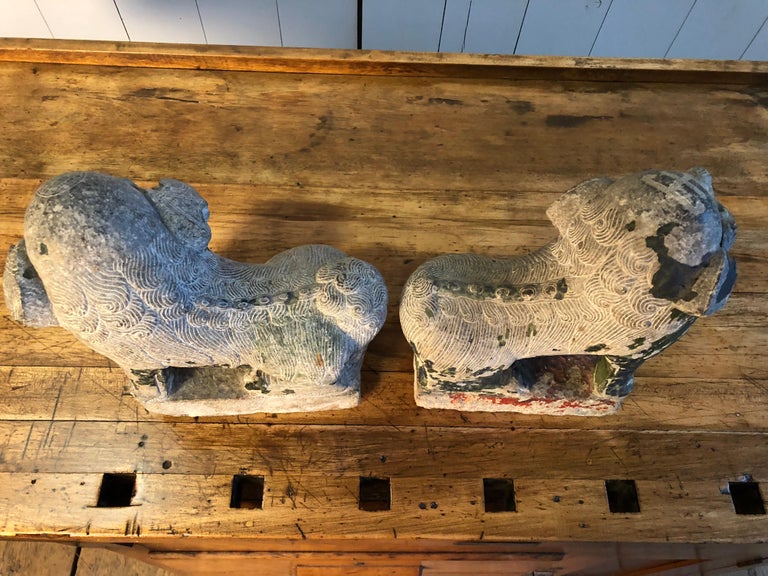 Antique Chinese Stone Foo Dogs at 1stDibs