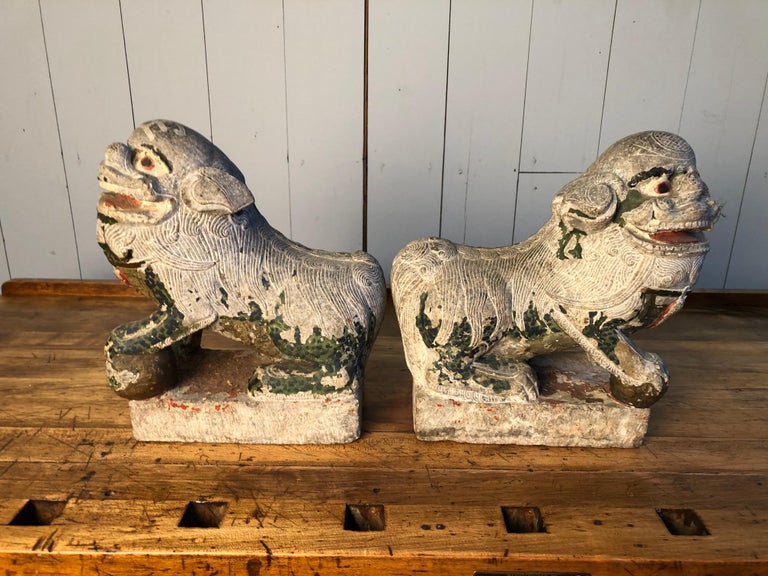 Antique Chinese Stone Foo Dogs at 1stDibs