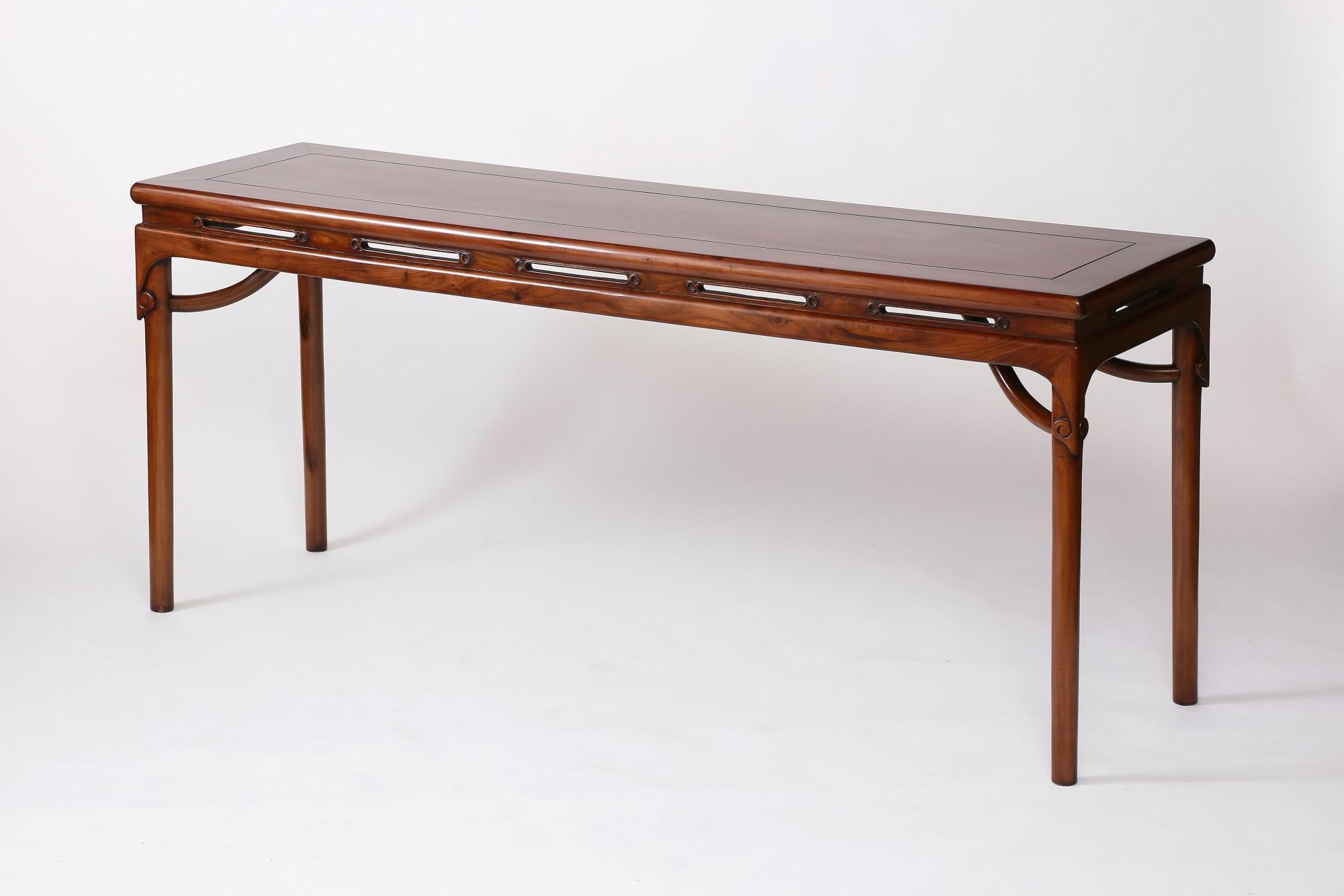 Antique Chinese Table with Pierced Waist and S-Curve Braces, Ming Style ...