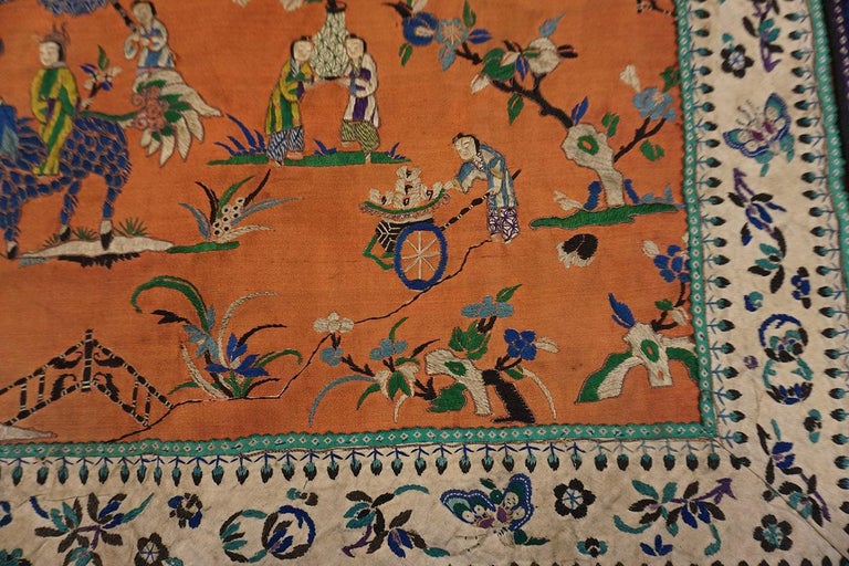 19th Century Chinese Silk Embroidery ( 1'6" x 6' - 46 x 183 ) For Sale ...