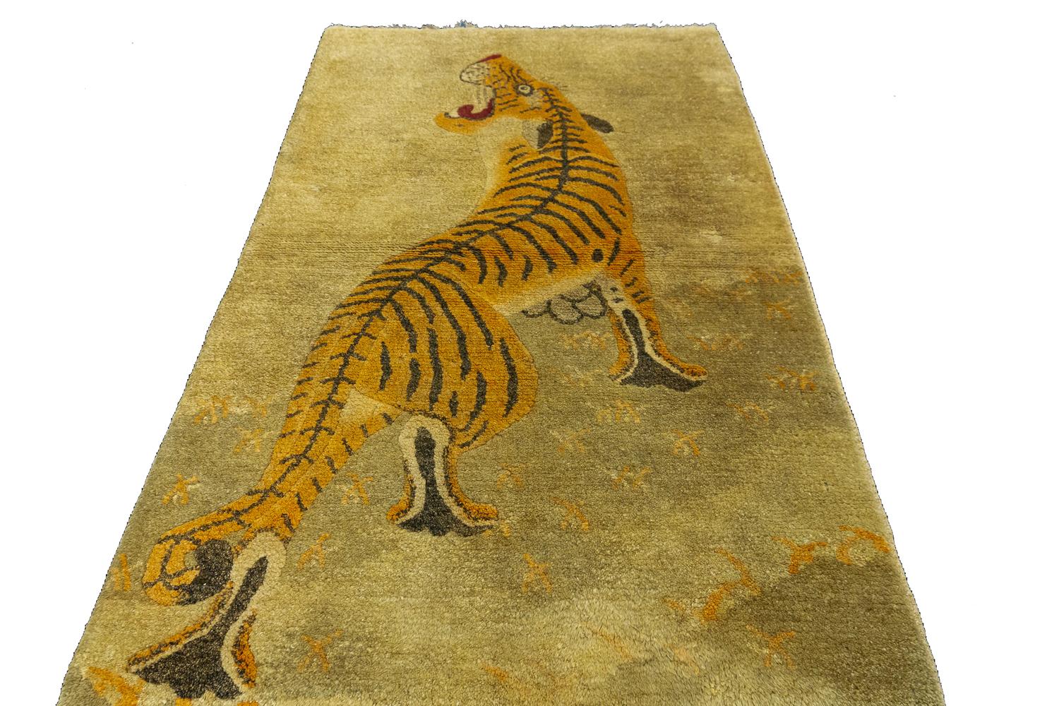 Antique Chinese Tiger Rug Dated 1880-1900 at 1stDibs