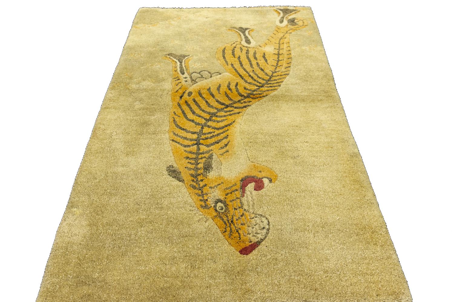 Antique Chinese Tiger Rug Dated 1880-1900 at 1stDibs