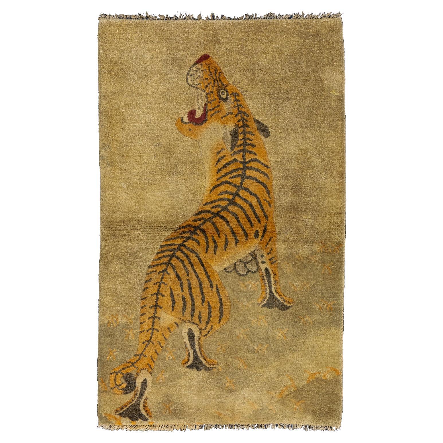 Antique Chinese Tiger Rug Dated 1880-1900 at 1stDibs