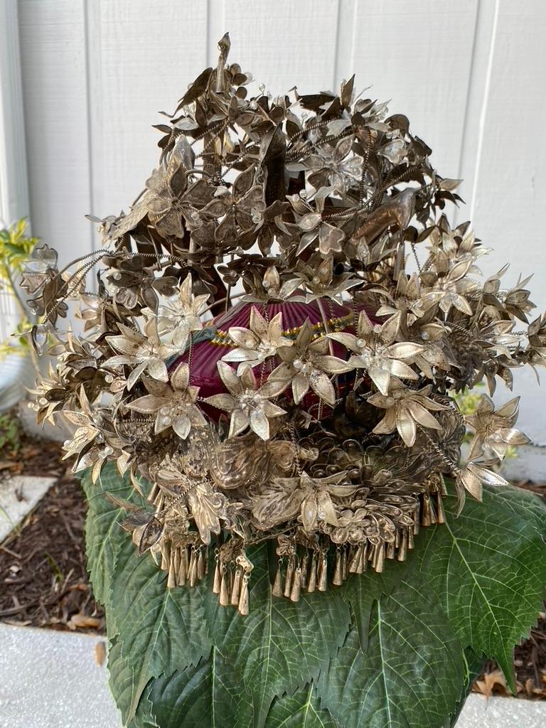 Antique Chinese Tribal Silver Bridal Crown For Sale at 1stDibs