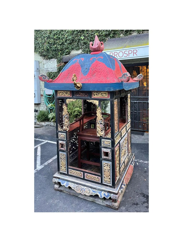 Antique Chinese Wedding Sedan Chair with Giltwood Temple Carvings For ...