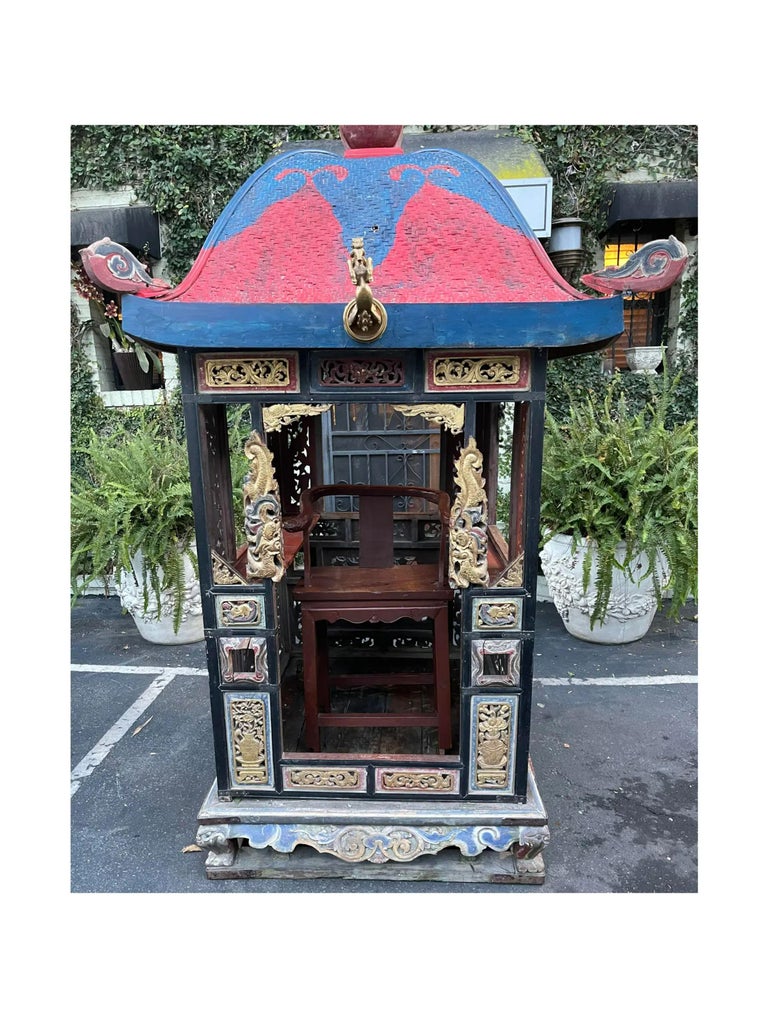 Antique Chinese Wedding Sedan Chair with Giltwood Temple Carvings For ...