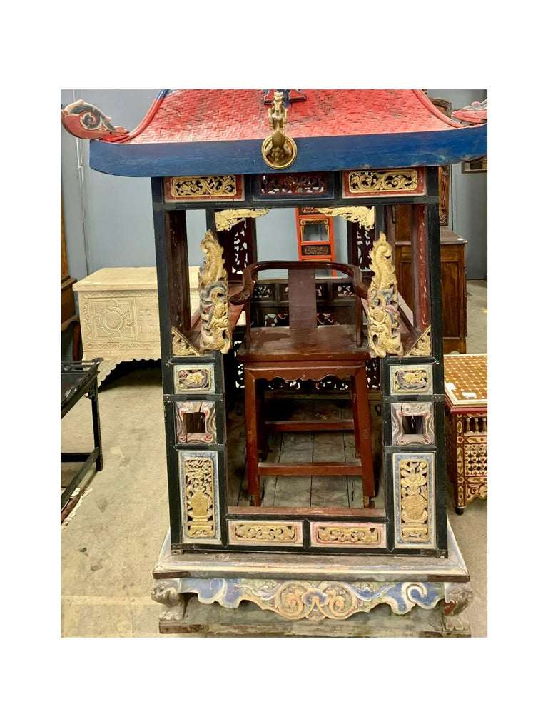 Antique Chinese Wedding Sedan Chair with Giltwood Temple Carvings For ...