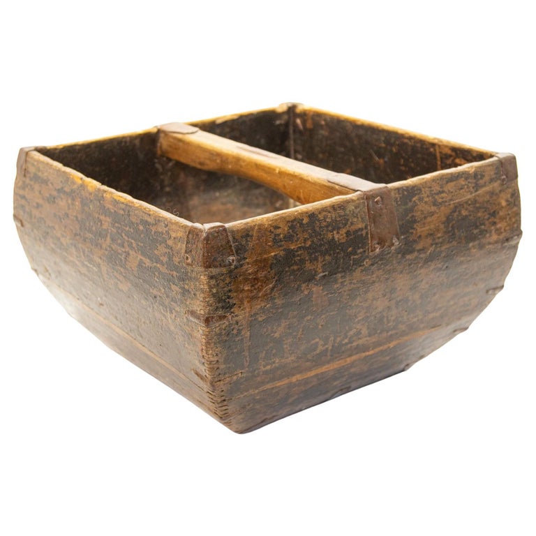 Antique Chinese Wood Rice Basket at 1stDibs