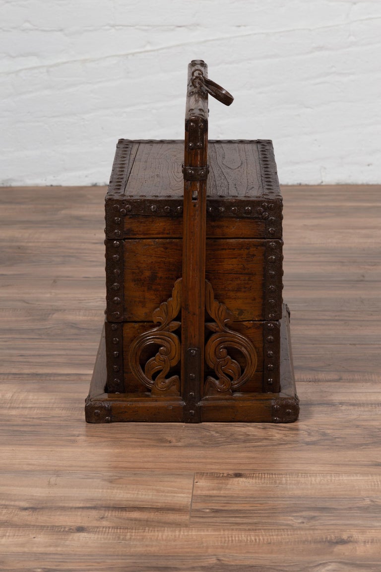 Antique Chinese Wooden Wedding Carrying Tiered Treasure Box with ...