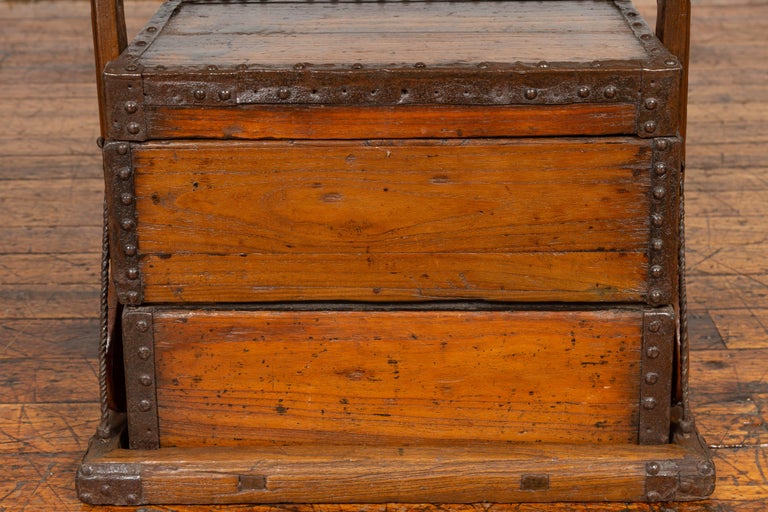 Antique Chinese Wooden Wedding Carrying Tiered Treasure Box with ...