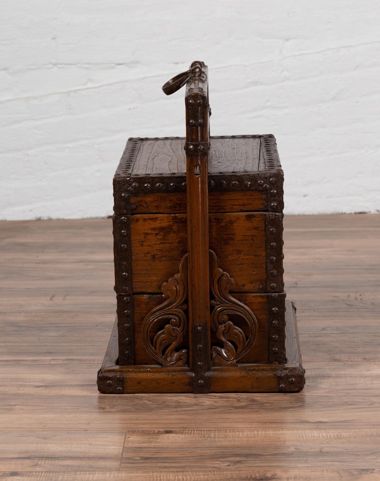 Antique Chinese Wooden Wedding Carrying Tiered Treasure Box with ...