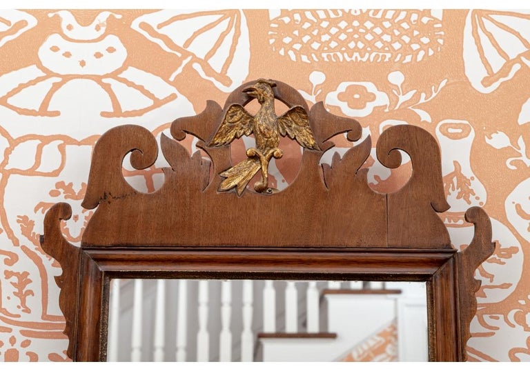 Antique Chippendale Style Carved Mahogany Mirror with Phoenix Crest For ...