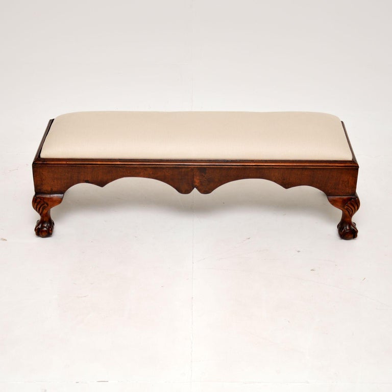 Antique Chippendale Style Long Foot Stool For Sale at 1stDibs