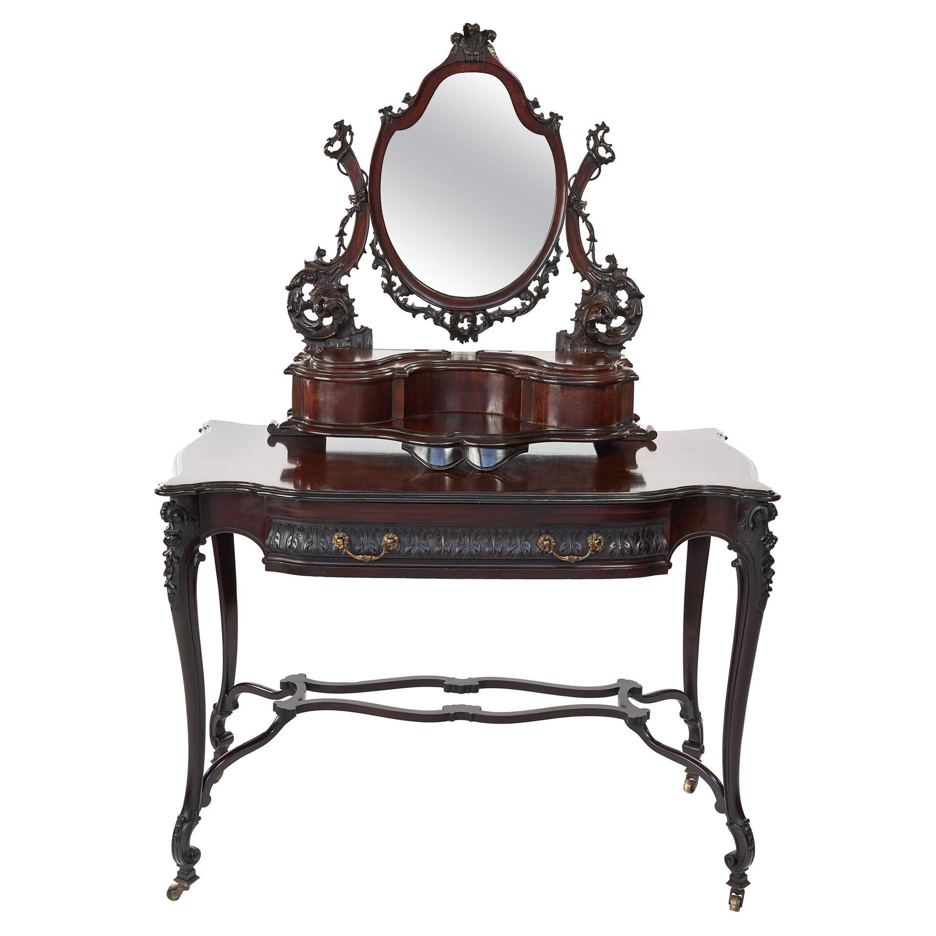 Small Antique William IV Mahogany Vanity/ Dressing Table with Swing ...
