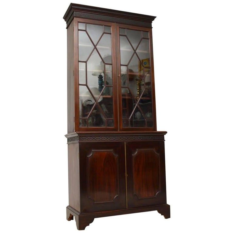 Antique Chippendale Style Mahogany Library Bookcase at 1stDibs
