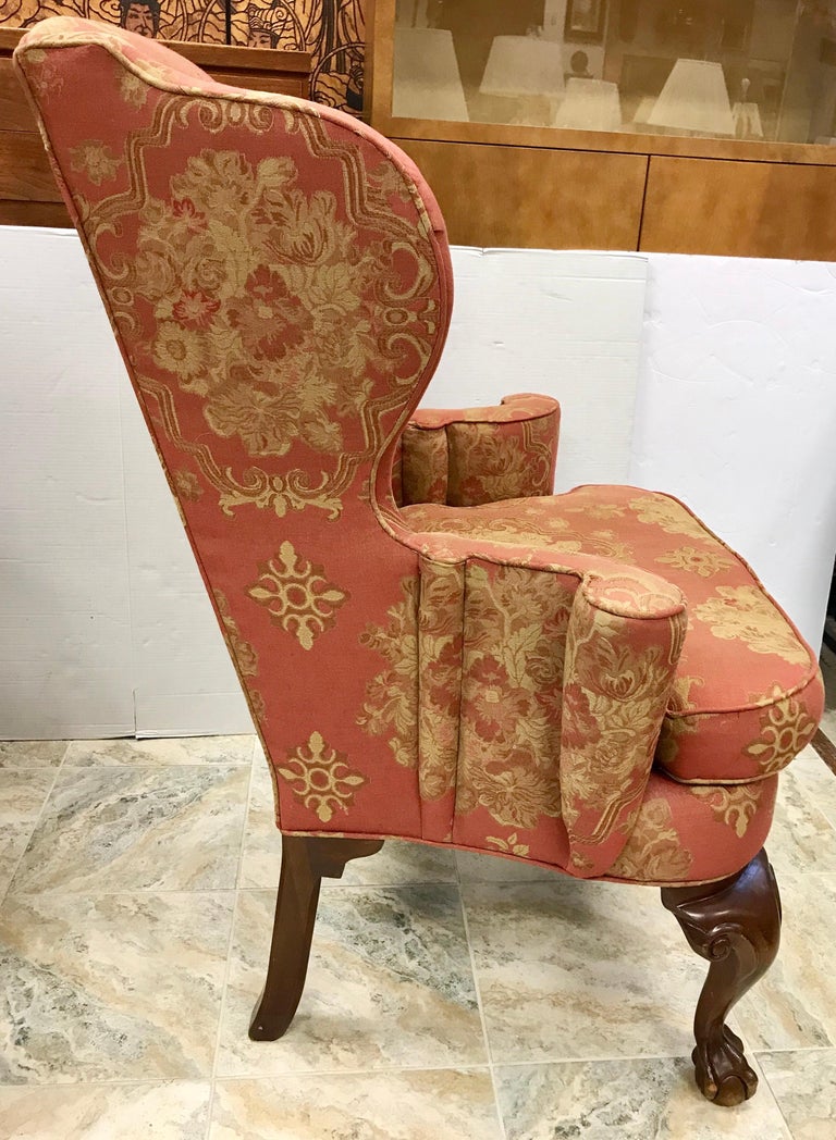 Antique Chippendale Wingback Chair Armchair at 1stDibs