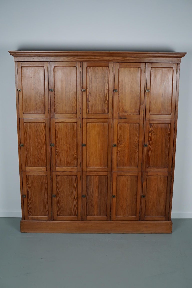Antique Church Dutch Pitch Pine Locker Cabinet, 1930s For Sale at 1stDibs