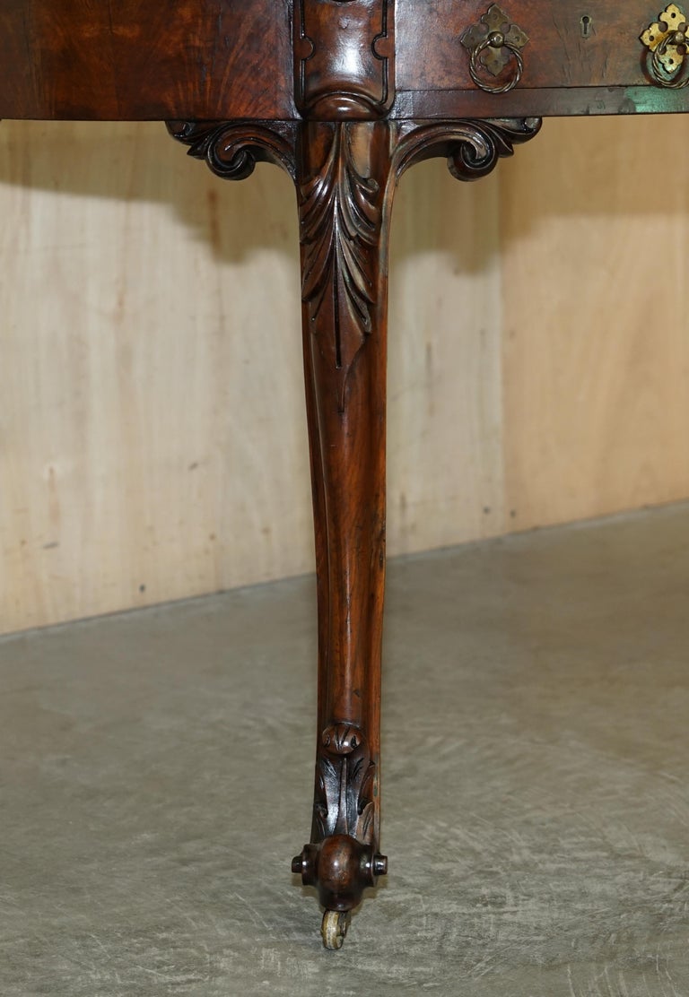 Antique circa 1850 Patrick Beakey Dublin Oxblood Leather Demilune ...