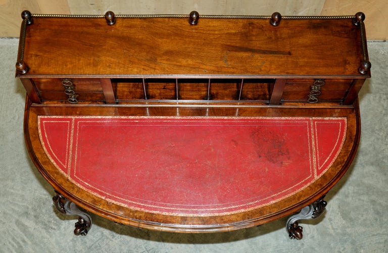 Antique circa 1850 Patrick Beakey Dublin Oxblood Leather Demilune ...