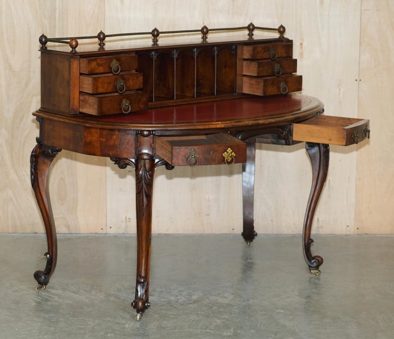 Antique circa 1850 Patrick Beakey Dublin Oxblood Leather Demilune ...
