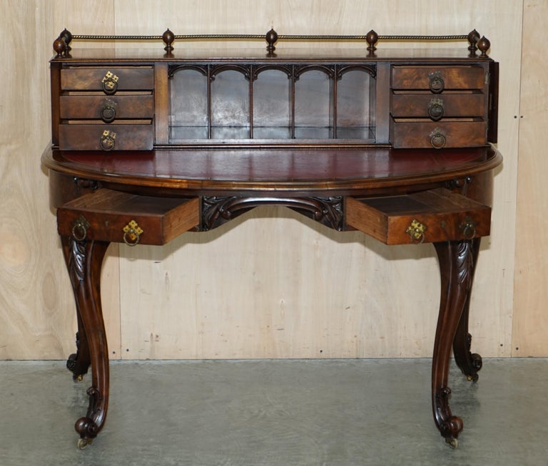 Antique circa 1850 Patrick Beakey Dublin Oxblood Leather Demilune ...