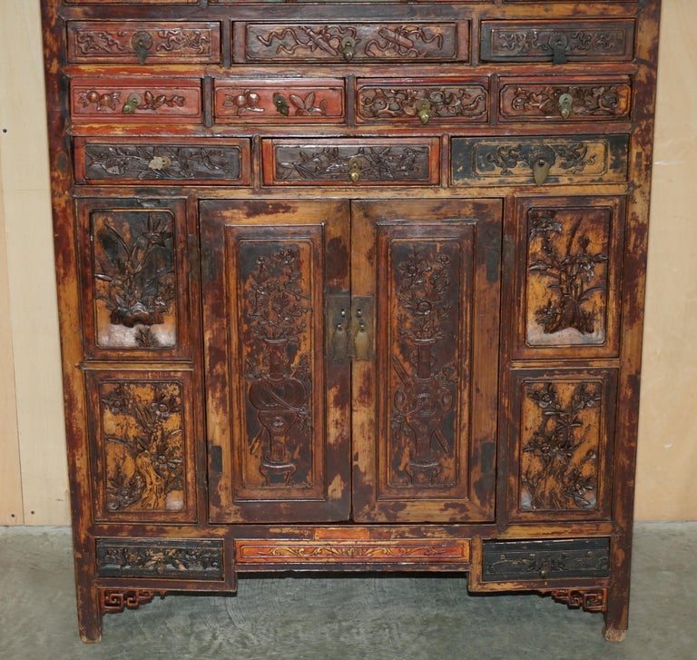 Antique circa 1860 Chinese Hand Painted Wedding Cabinet Housekeepers ...