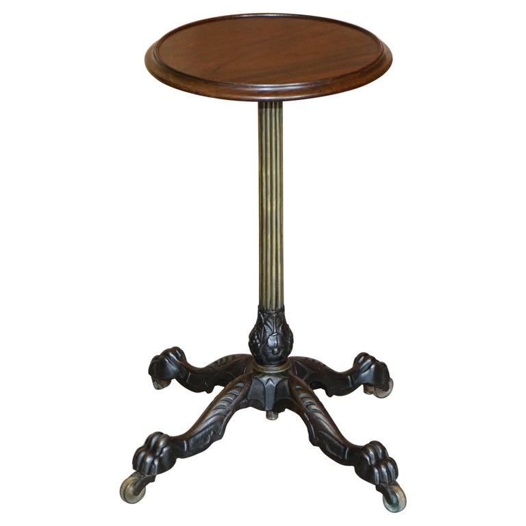 Antique circa 1860 Victorian Hardwood and Brass Adjustable Side End ...
