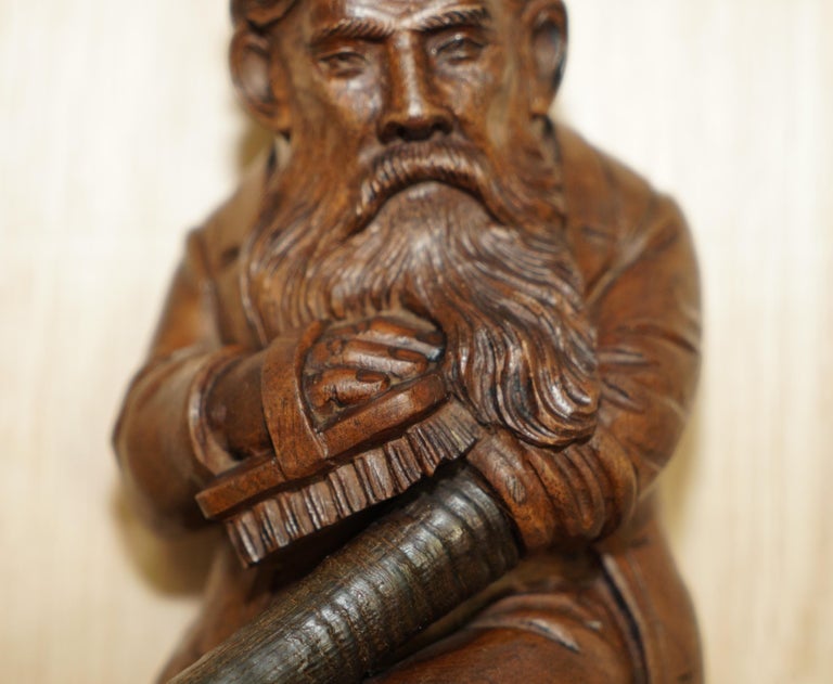 Antique circa 1880 Super Rare Black Forest Hand Carved Dwarf Knome Whip ...